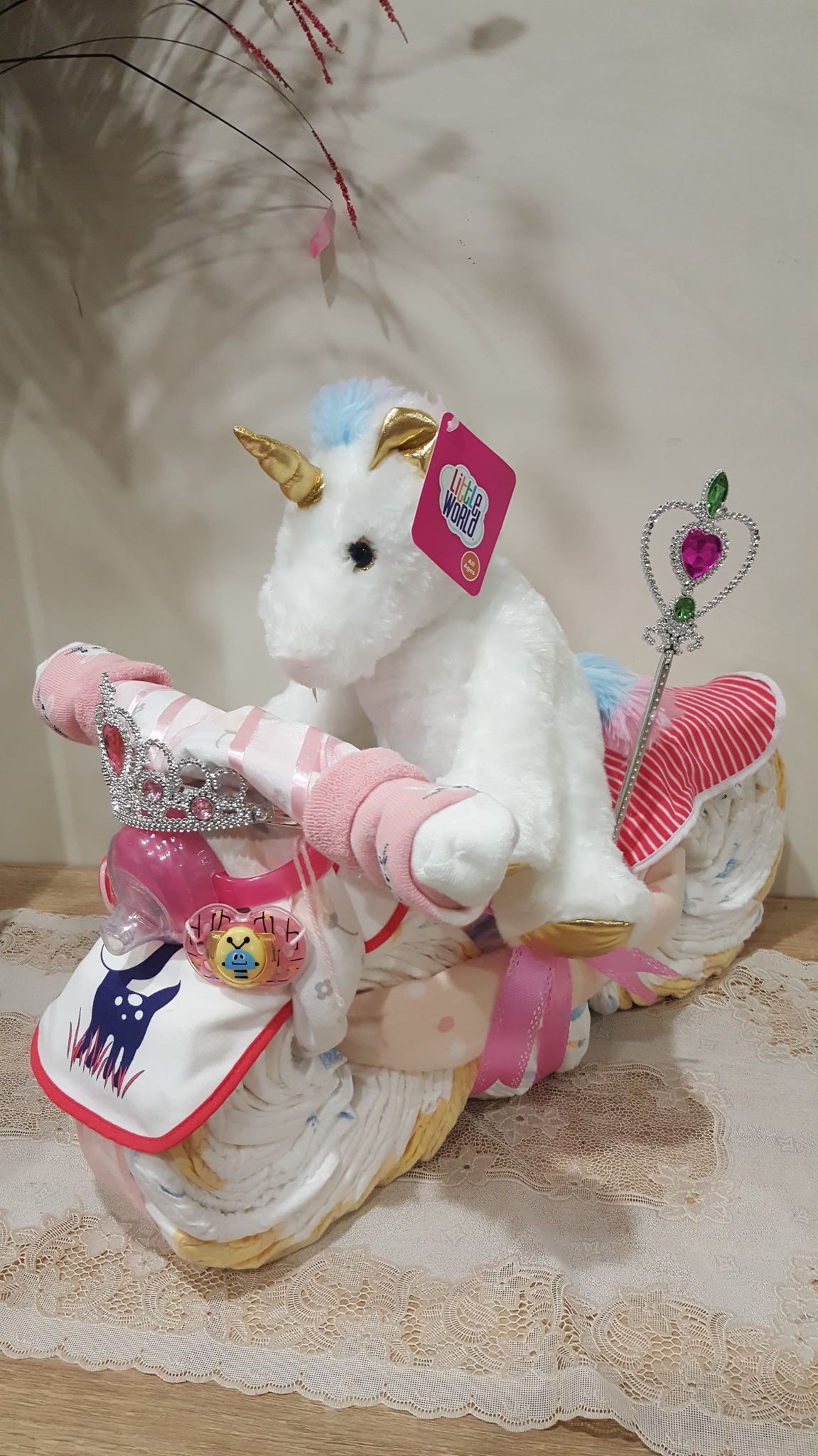 Unicorn On Bike Diaper Cake – HiWish Gifts